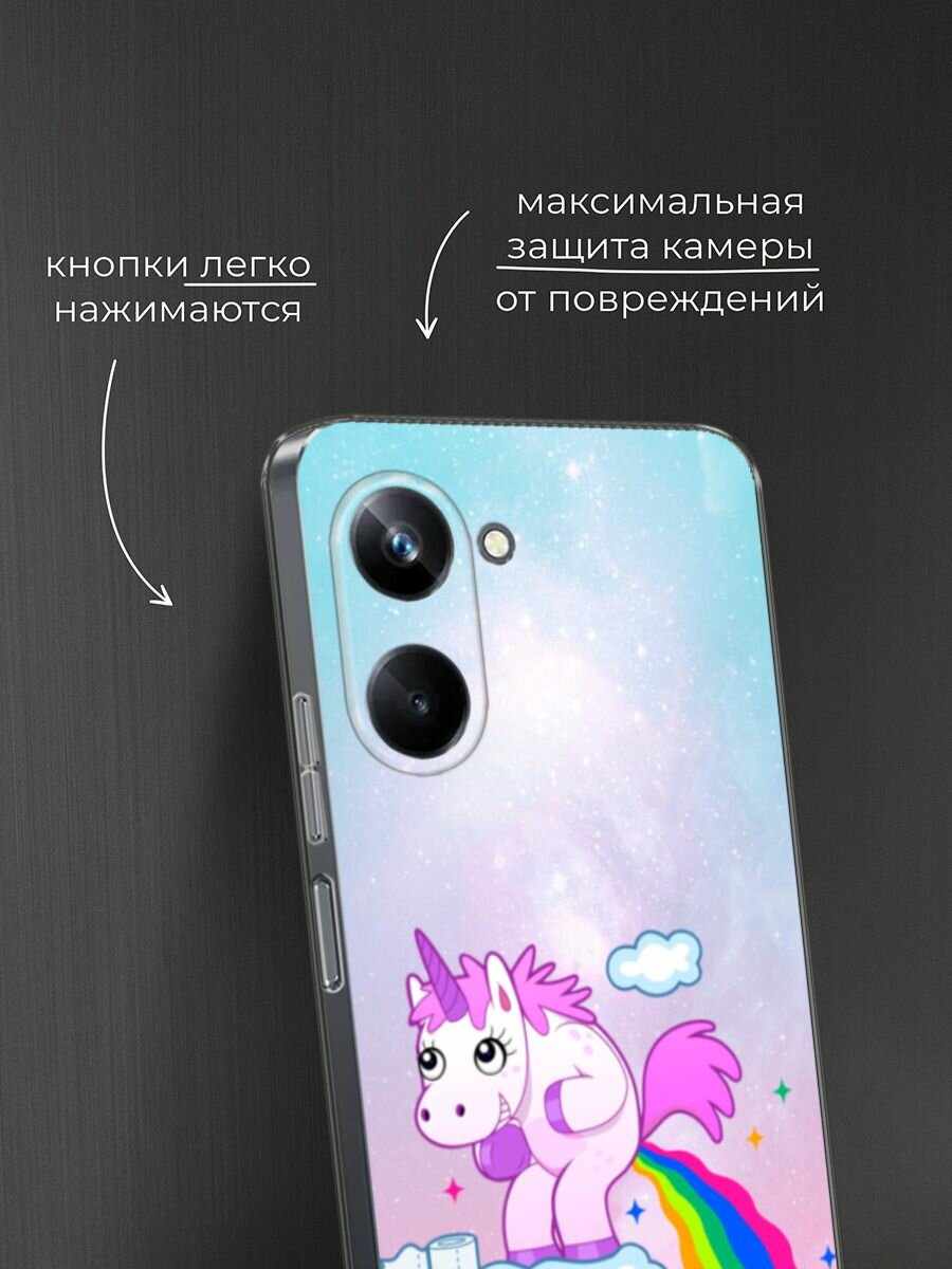 Чехол на Realme 10 Pro / Реалми 10 Про с принтом "Единорог какает" — фото 1