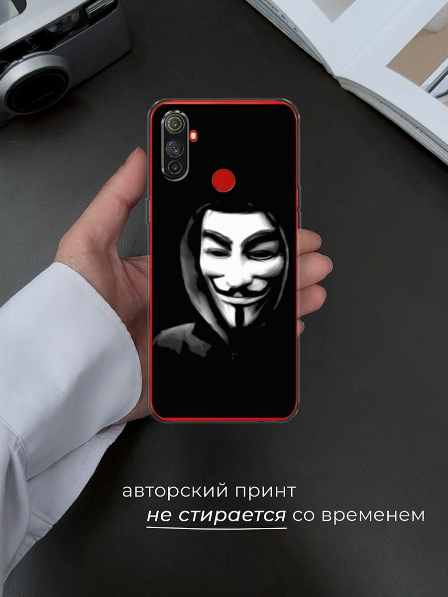 Силиконовый чехол на Realme C3 / Реалми C3 с принтом "Анонимус" — фото 1