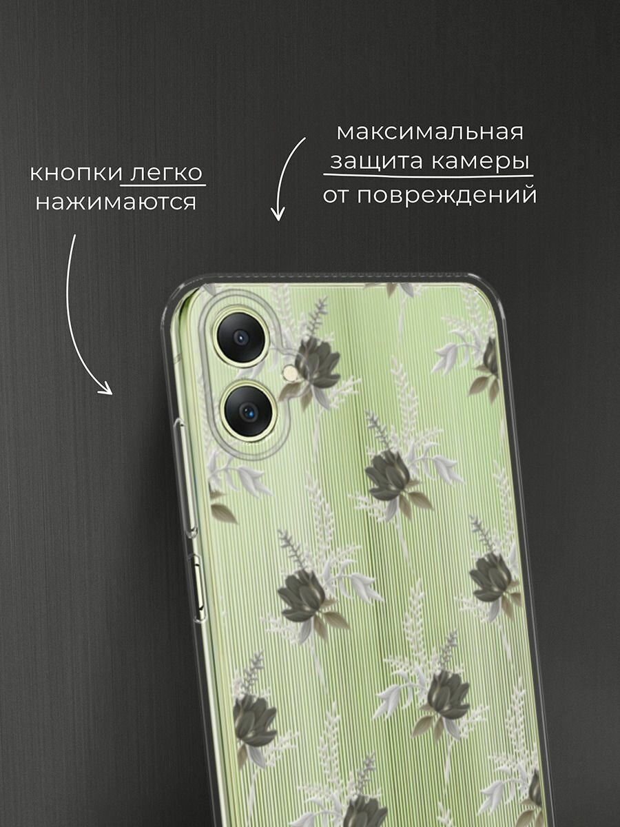 Чехол на Samsung Galaxy A06 / Самсунг Галакси А06 с принтом "Паттерн цветы сепия" — фото 1