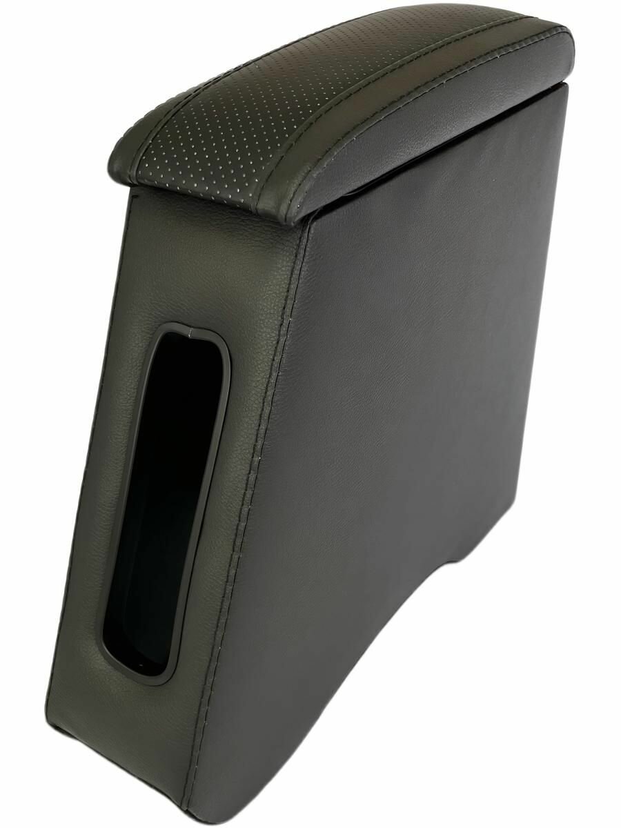 Подлокотник Renault logan II (2014-н. в.) "Euro" кожаный (черный, перфорированная крышка) оригинал, для рено логан 2