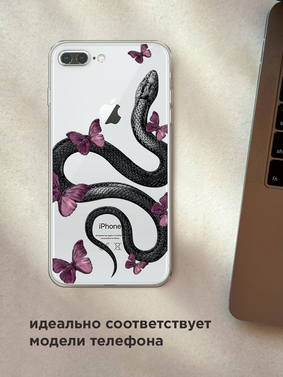 Чехол на Apple iPhone 7 Plus / Айфон 7 Плюс с принтом "Snake and butterflies 2" — фото 1