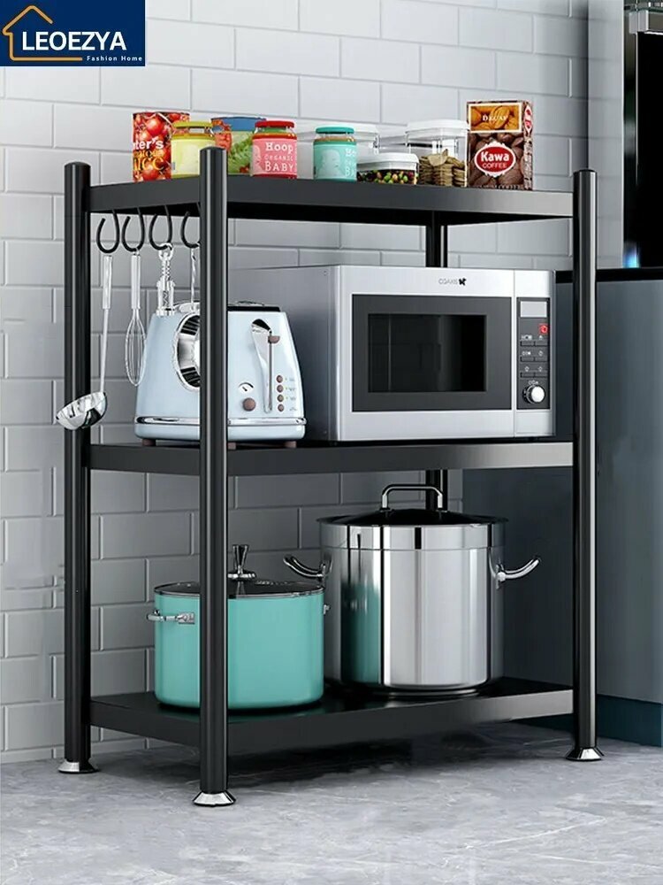 Многоярусный стеллаж для микроволновки – Толстостенный, разборный, напольный для кухни 50x40x80 см