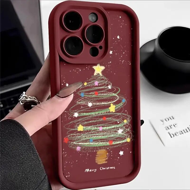 Christmas Santa Claus Snowman Tree Phone Case for Iphone 16 Pro Max 11 12 13 14 15 Pro Max 12 13 Mini 7 8 16 Plus XR X XS Cover
