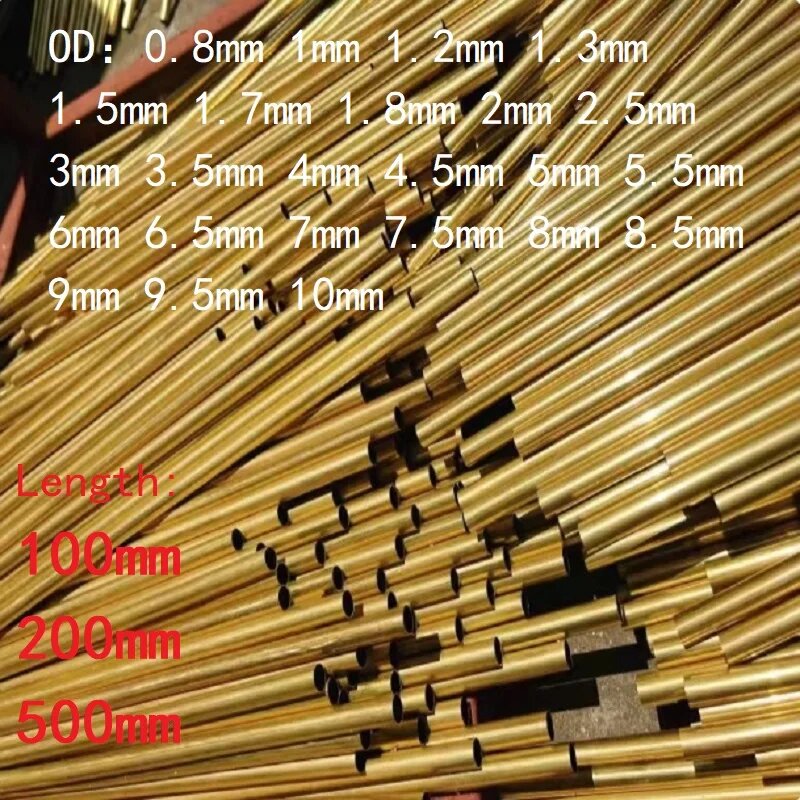 Латунные трубы бесшовные круглые 6x0.3mm, Length 100mm 1pc