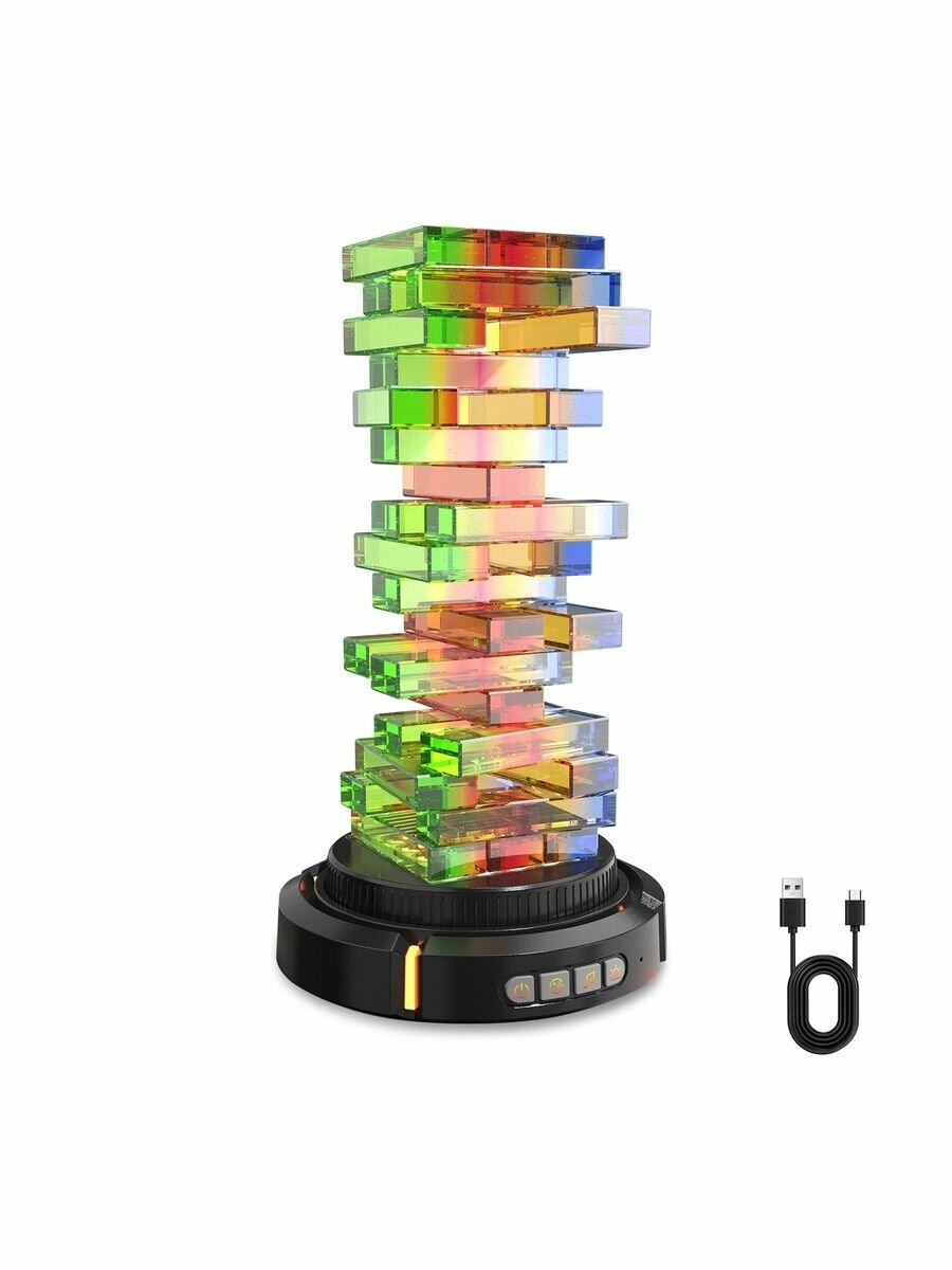 Игра Деревянные блоки Дженга, вращающееся основание и подсветка, светящаяся RGB-башня