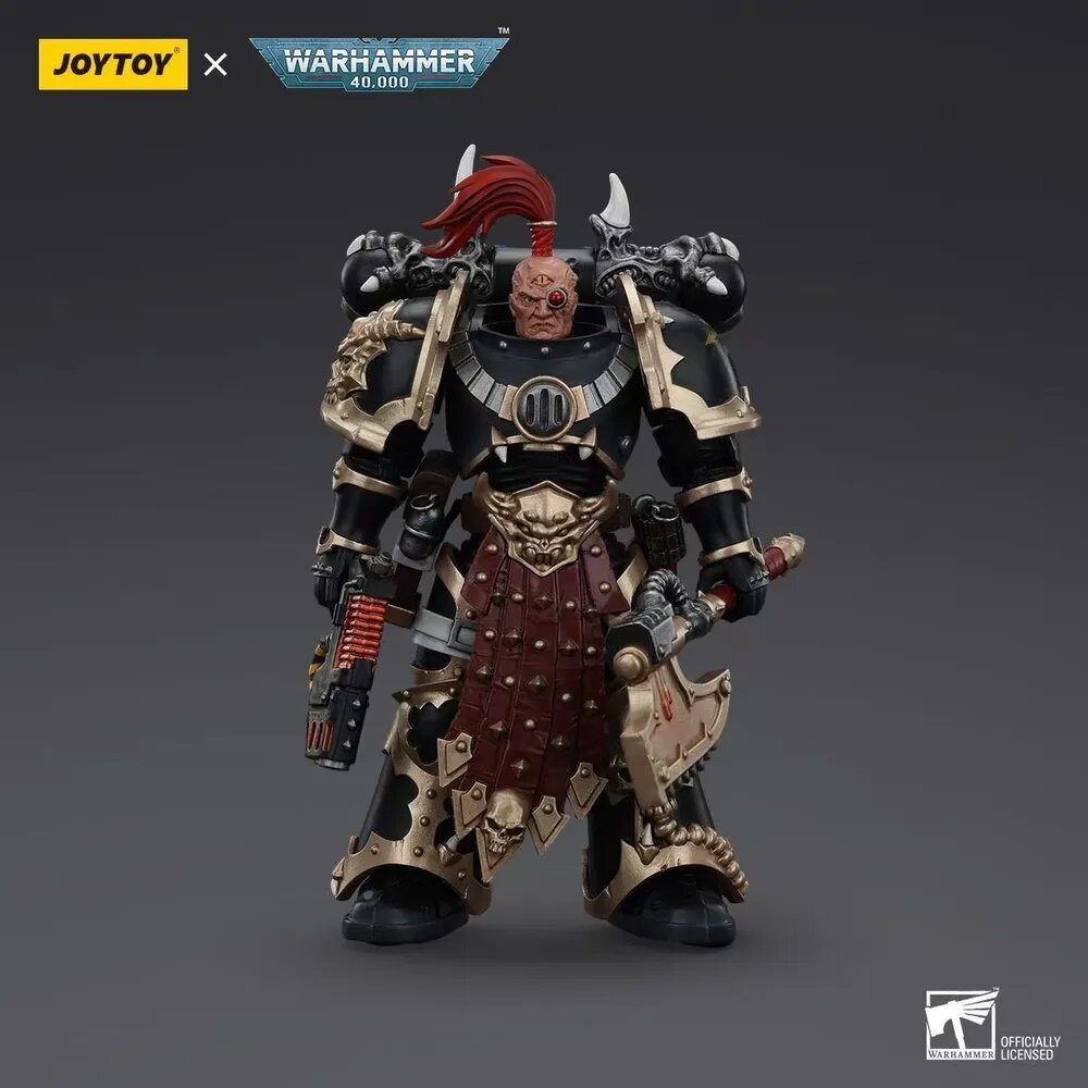 Подвижная фигурка JOYTOY 1/18 Warhammer 40K Chaos Space Marines Black Legion Chosen with Plasma Pistol and Power Axe
