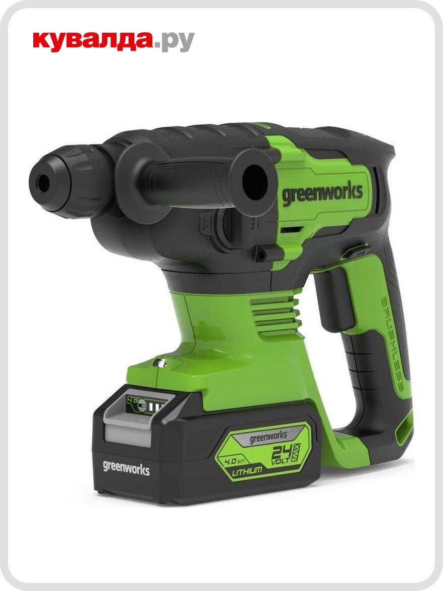 Перфоратор аккумуляторный GREENWORKS GD24SDS2K4 бесщеточный