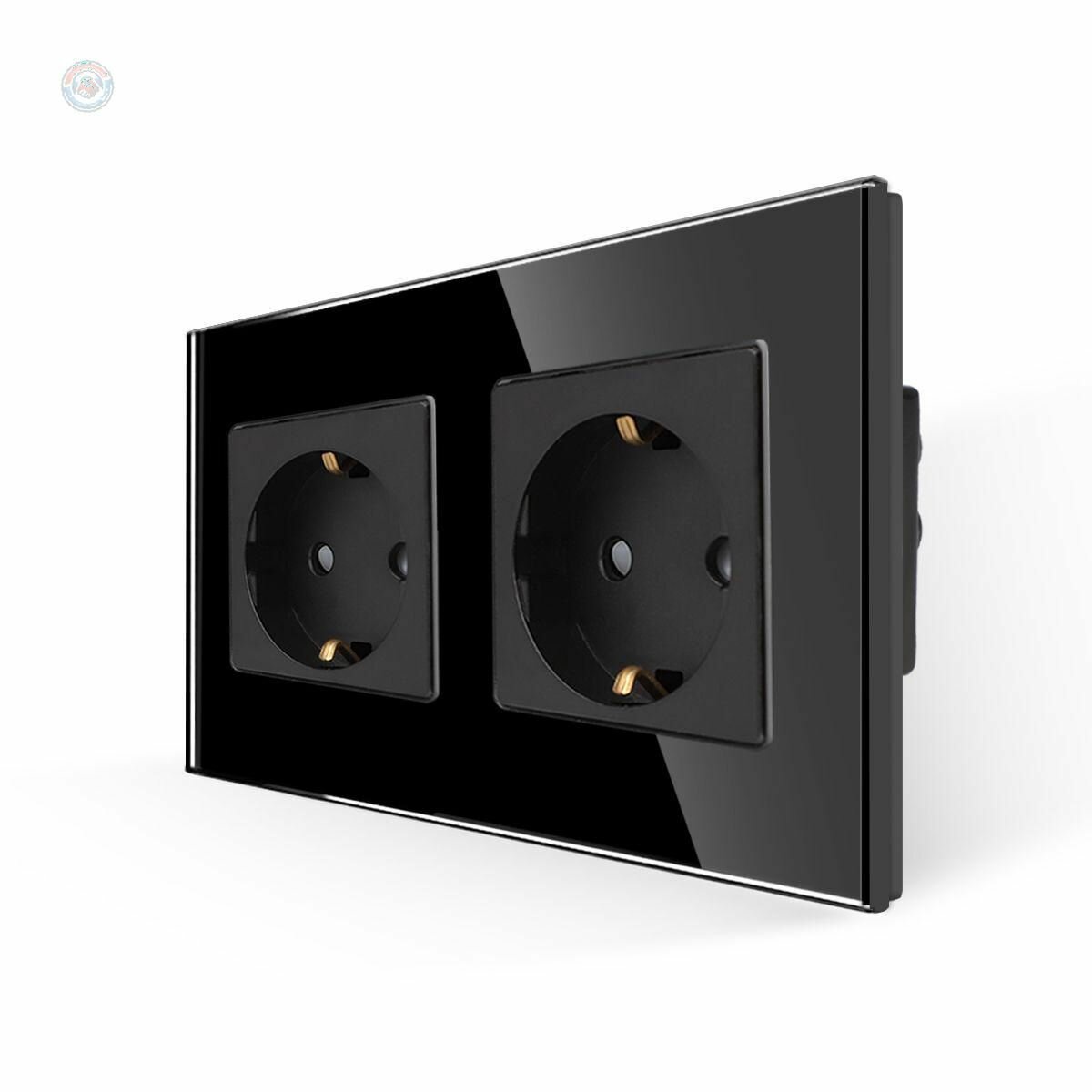 Лицевая стеклянная панель для розетки и выключателя с защитными шторками и заземлением стильное стекло для современного интерьера