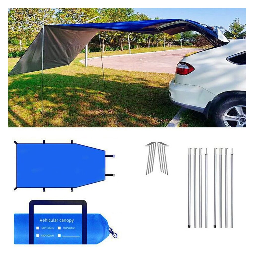 Автомобильный боковой тент с быстрой системой сборки, портативный тент для кемпинга большого размера для внедорожников, - Цвет хаки 300х150см