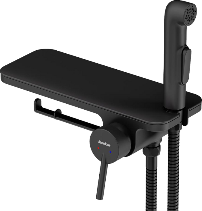 Гигиенический душ Damixa Jupiter 773500301 со смесителем и полкой, С внутренней частью, черный