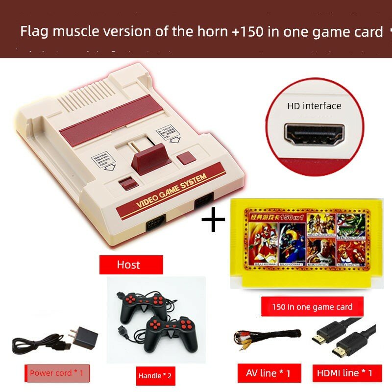 Консоль C56B Антлер-дизайн Famicom с двойными контроллерами, 150 в 1 игровые карты для 4K телевизоров