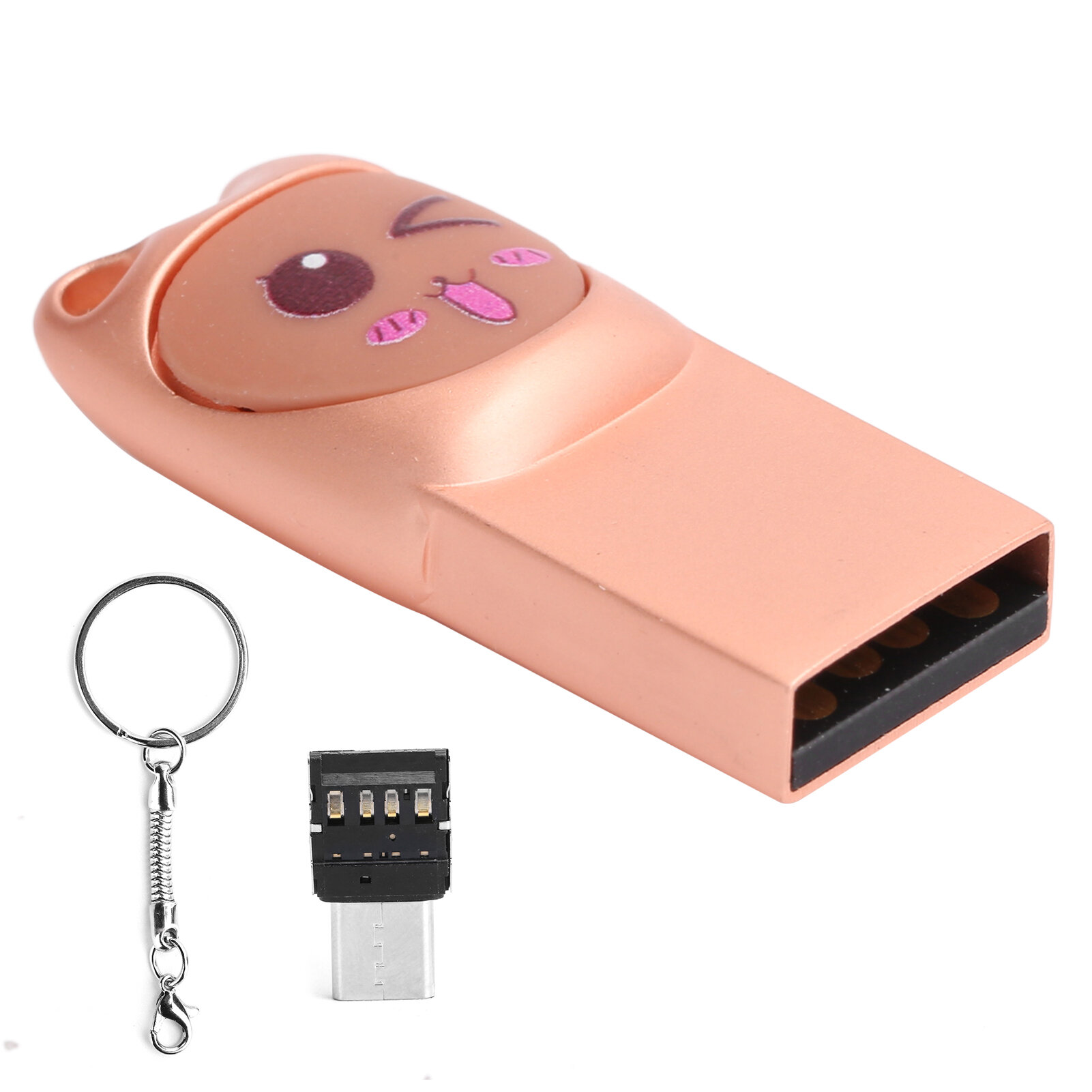 Мультяшный U Дисковый Накопитель USB Flash Drive Memory Stick С Адаптером TypeC для Смартфона, Компьютера, Ноутбука (Розовое Золото 64 ГБ)