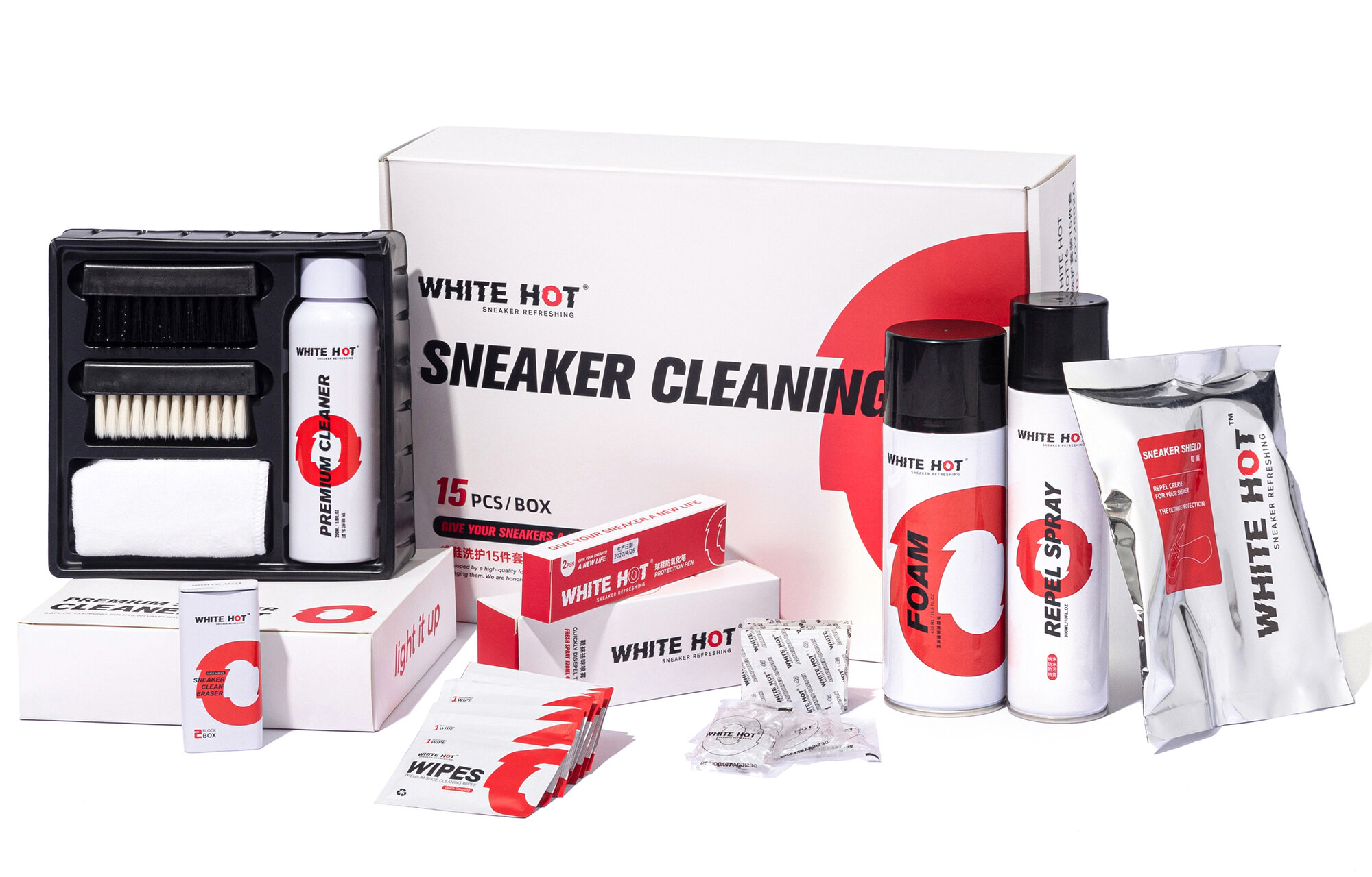 Набор средств для чистки кроссовок WHITE HOT, multicolor, Set of 15