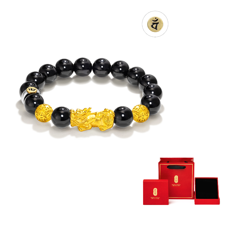 Браслет унисекс Jodie&Kevin Обсидиановый с бусинами Китайский зодиак Змея, multicolor, F EU