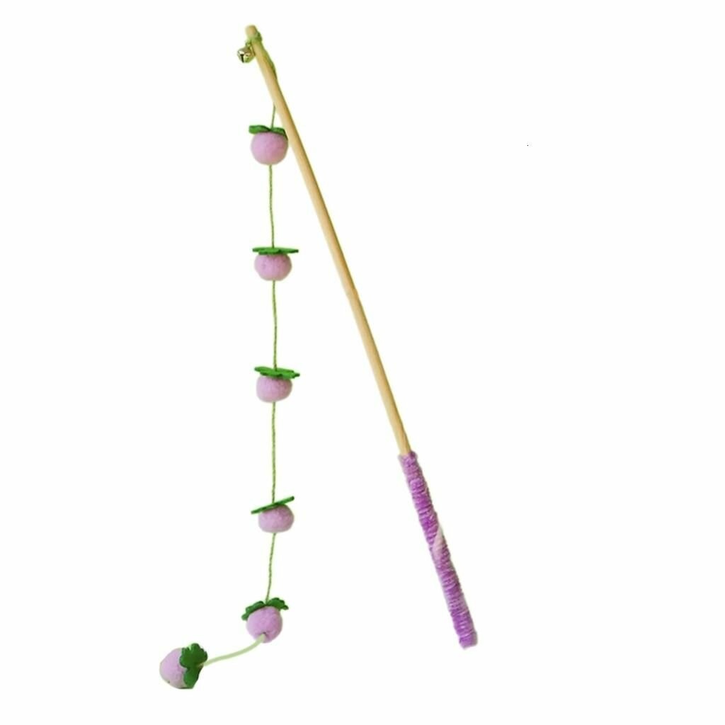 Игрушка для животных, Плодоносящий бионический фруктовый войлочный шарик с длинной забавной кошачьей палочкой-фиолетовый