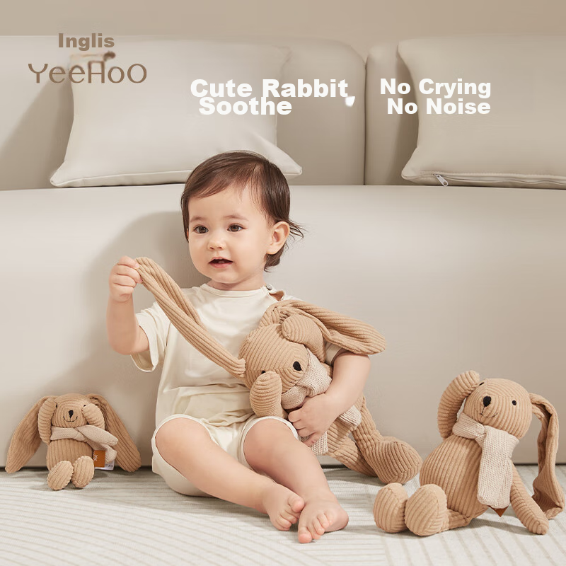YEEHOO Children's Plush Toy Rabbit Doll, Baby Comforting Toy, Infant Soothing Toy, Birthday Gift for First Birthday, Women's Day Gift for 38-Year Goddess