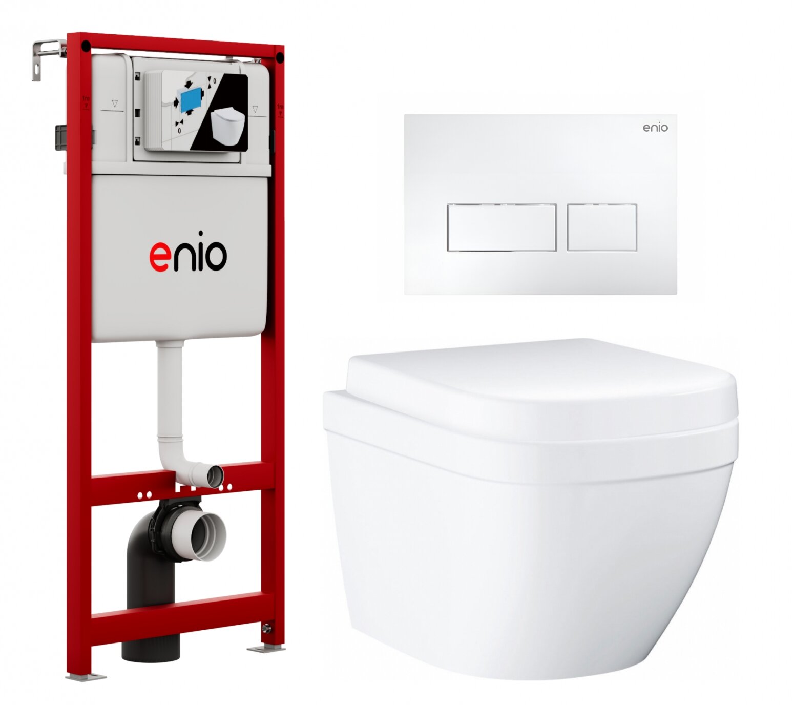 Комплект 3 в 1 инсталляция Enio Profi EN7050050 + Унитаз подвесной Grohe Euro Ceramic 39206000 + кнопка белая матовая Linea