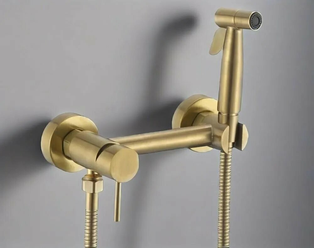 Cмеситель для биде с гигиеническим душем / однорычажный / нержавеющая сталь / бронза, золото