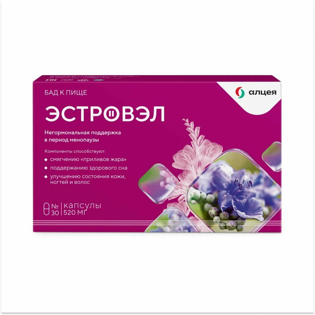 Эстровэл, негормональная поддержка в период менопаузы, капсулы, 30 шт.