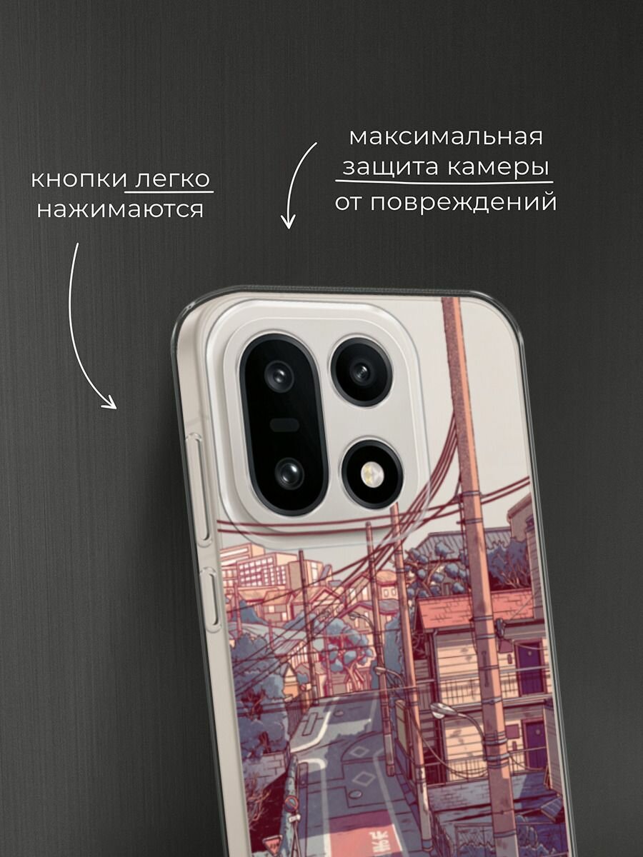 Чехол на OnePlus 15 / Ван Плас 15 с принтом Закат на японской улице, прозрачный — фото 1