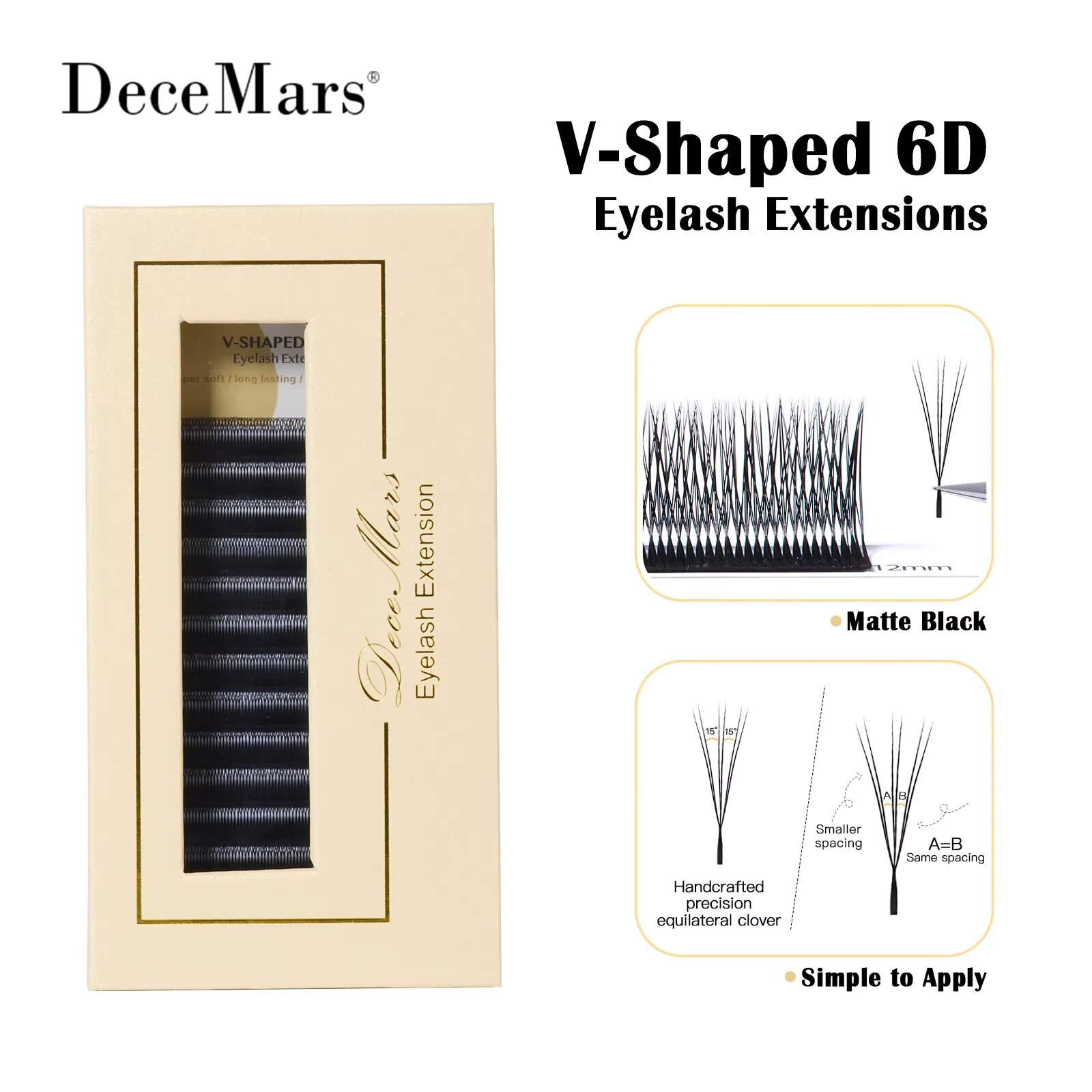 DeceMars 6D ресницы для наращивания, M изгиб, 8-12mm Mix