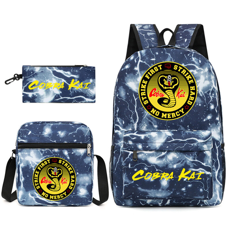 Детская школьная сумка из трех предметов для каратэ, повседневный рюкзак, студенческий рюкзак для мужчин и женщин, уличный рюкзак большой емкости с принтом