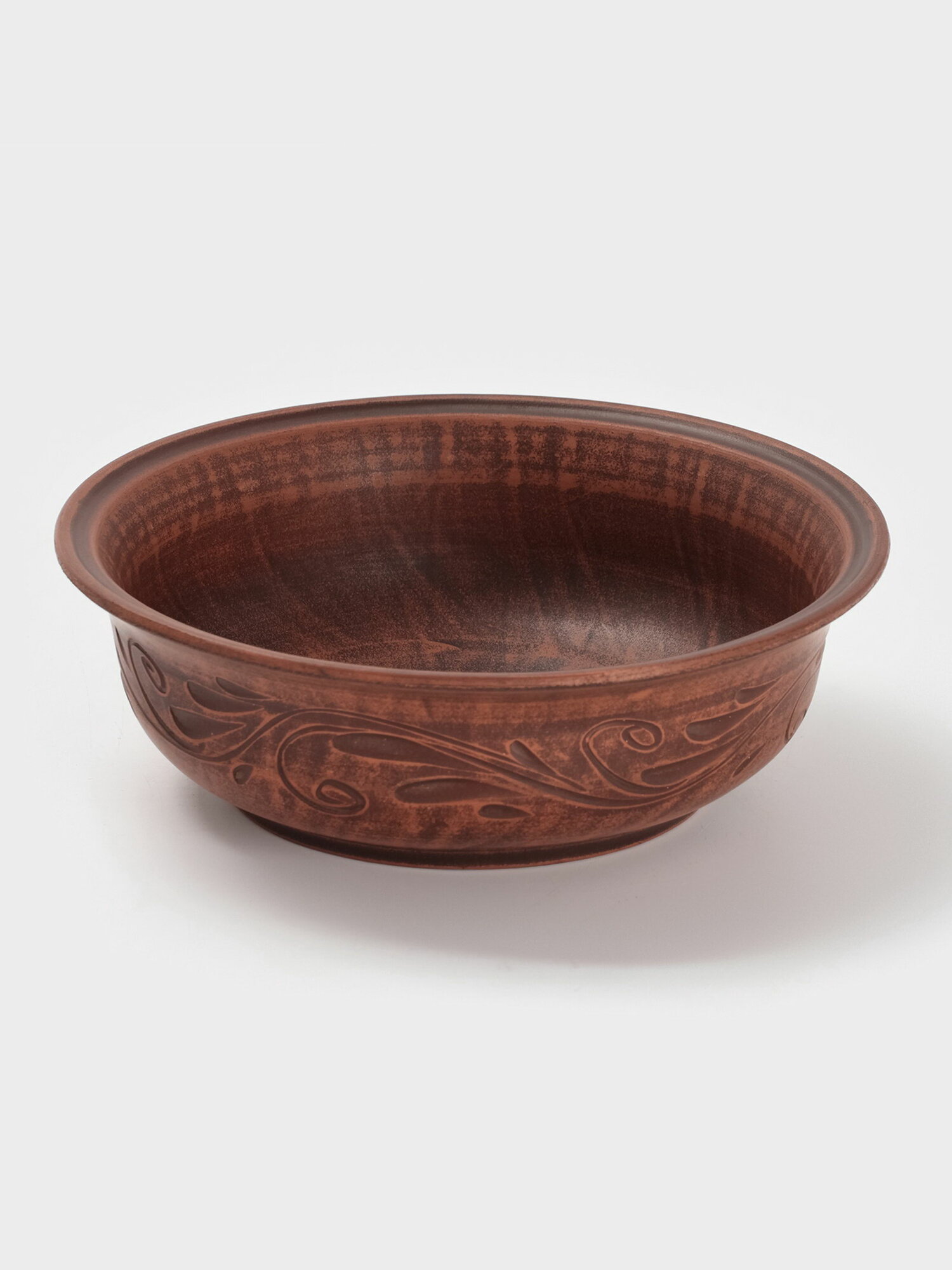 Тарелка глубокая "Вьюнок", 700 мл, 18x6 см, красная глина, особенности: без особенностей