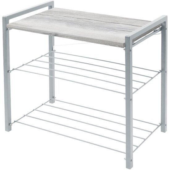 Этажерка для обуви Nika ЭКТ3-60Л с сиденьем, дуб шавиниган/матовый серый (ЭКТ3-60Л/ДШВ)