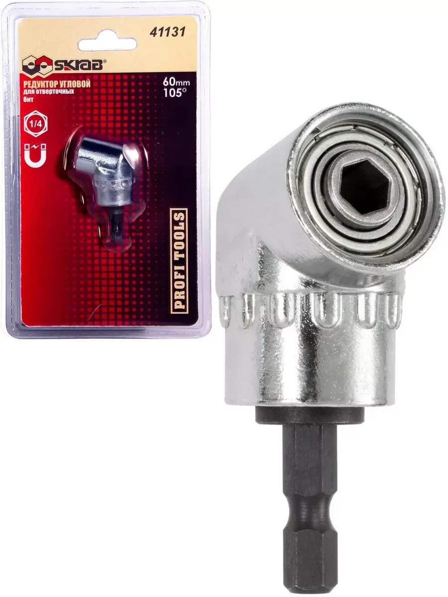 Редуктор угловой для бит 60мм/105 1/4" SKRAB 41131