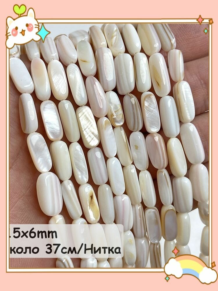 Бусины из ракушек из натурального перламутра, белое,15х6мм, около37см/нити
