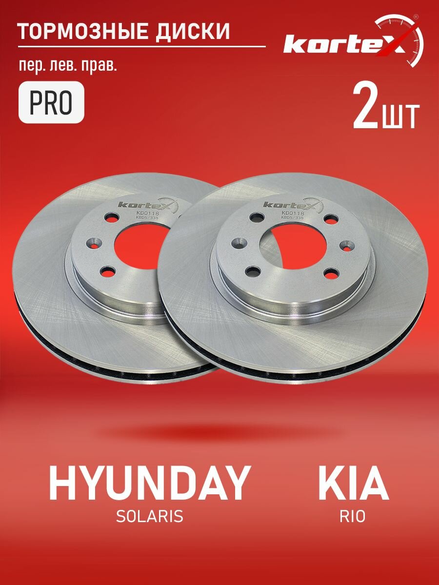 Тормозные диски 2 шт передние комплект Хендай Hyundai Солярис Solaris 1, 2, 10- Киа Kia Рио Rio 3, 4, 11- / OEM 517120U000 кросс-номер TRW DF6198 вентилируемые (d-256mm)