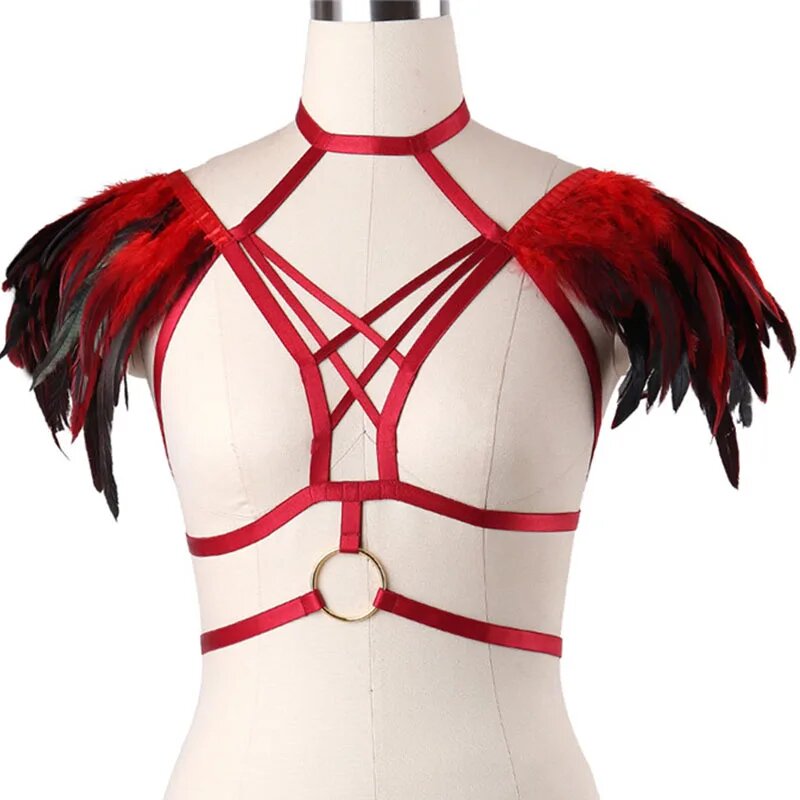Красные подвязки, пояс для тела, бондаж, чулки, пояс для подтяжек, эластичный регулируемый ремень, нижнее белье, готическая фетиш-танцевальная одежда