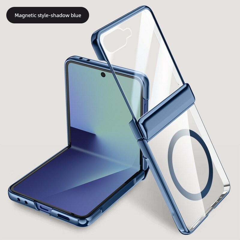 Прозрачная магнитная чехол-флип для Samsung Galaxy Z Flip 7 с полной защитой шарнира и противоударной защитой, включая