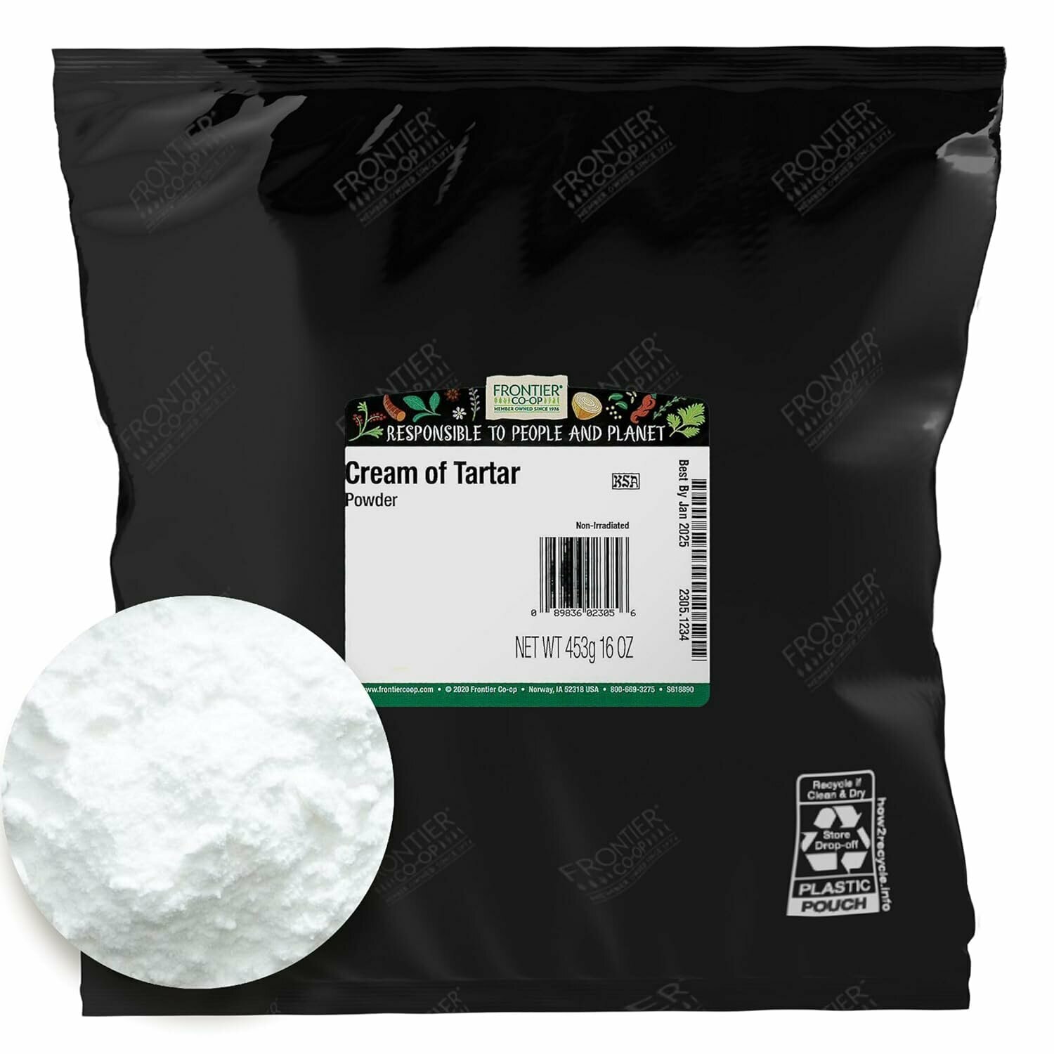 Frontier Co-op, Винный камень (крем тартар), Cream of Tartar, порошок, 453 г