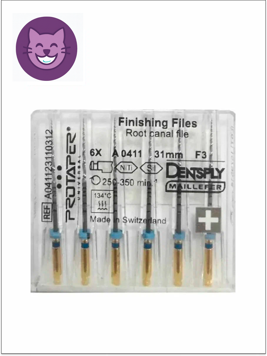 Файлы стоматологические Dentsply Maillefer ПроТейпер F3, машинные, синего цвета, 31мм