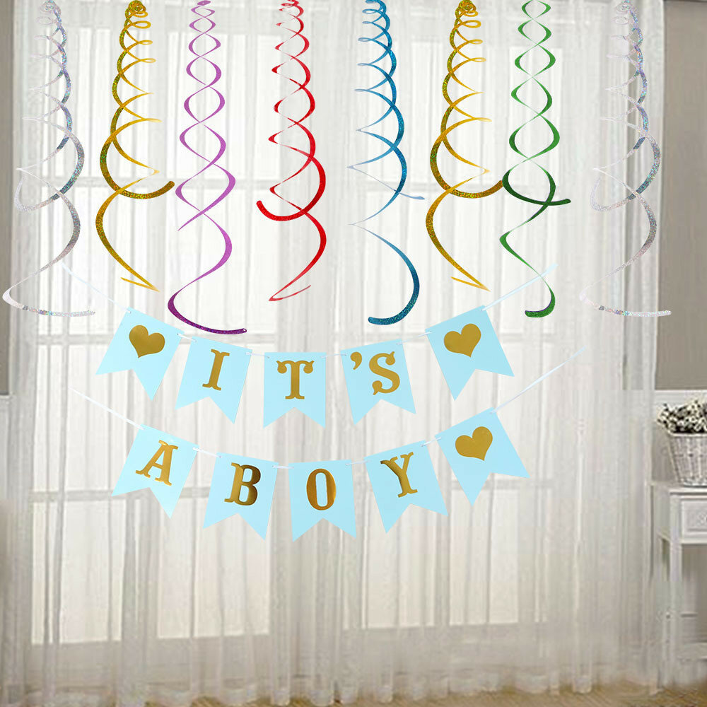 Яркие американские флажки на день рождения и двойные спиральные подвесные украшения для детей, флаг для мальчиков