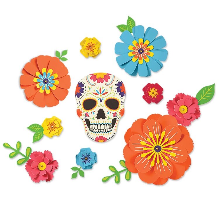 Декор-комплект КНР Halloween, цветы, бумажные, 18 шт
