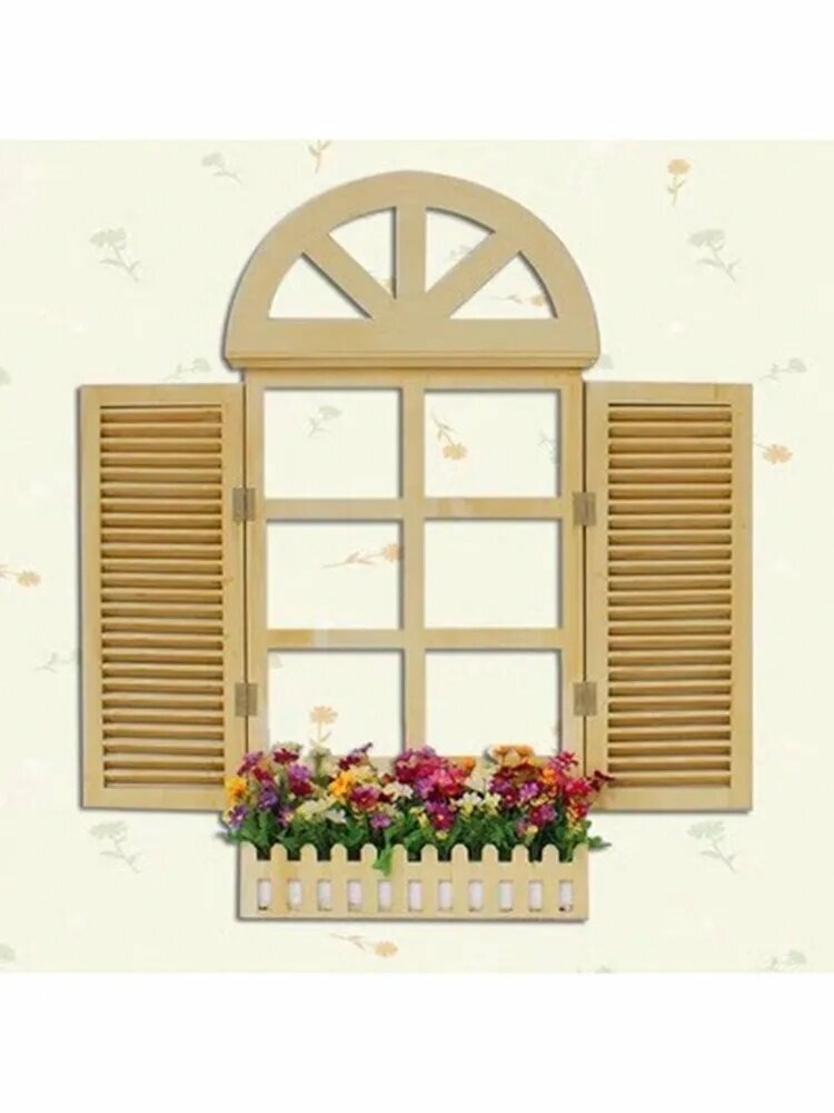 Фальш-окно со ставнями и полкой, 40*80 см.