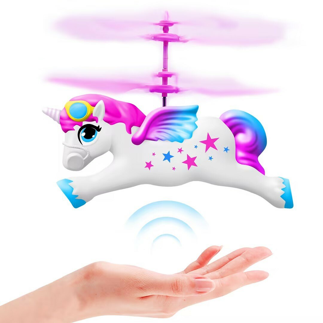 Трансграничный бестселлер Amazon с индукционным судном на воздушной подушке с ручным управлением и зарядкой светящейся индукционной летающей игрушки-единорога