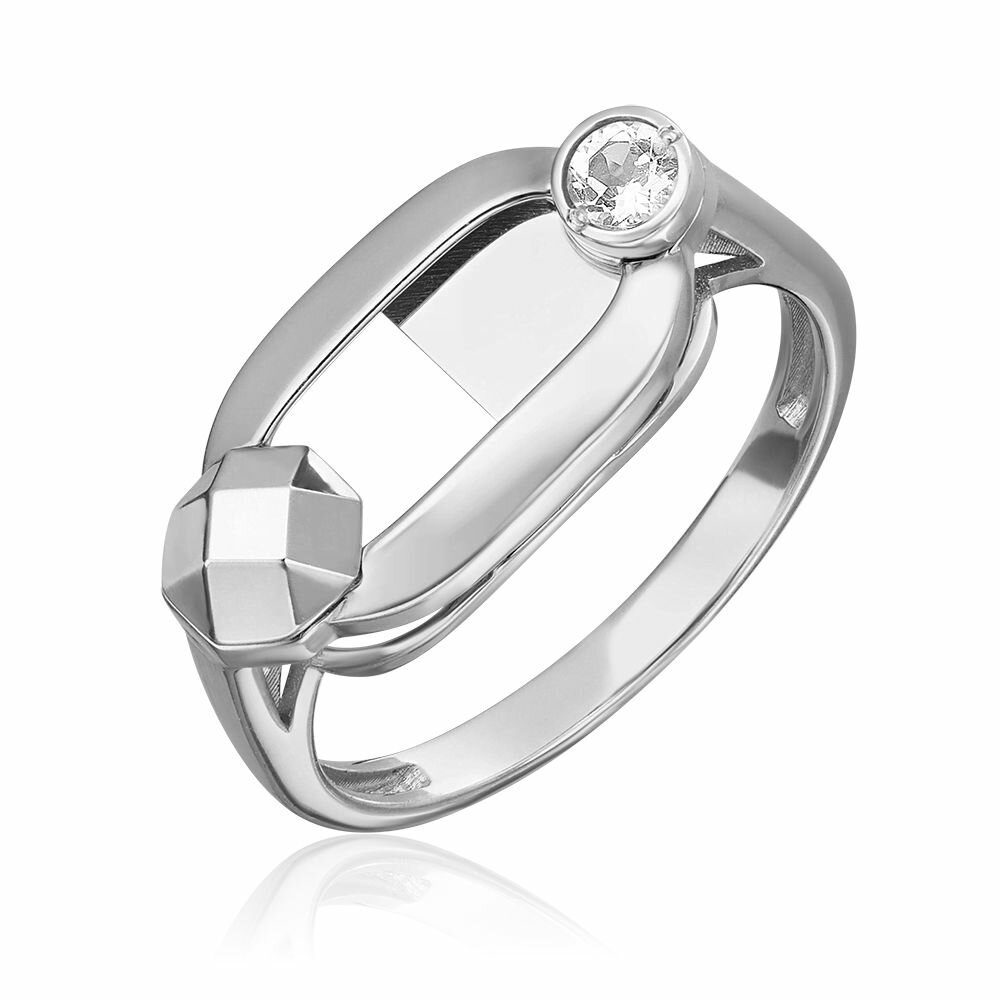 Кольцо, белое золото, 585 проба, родирование, топаз