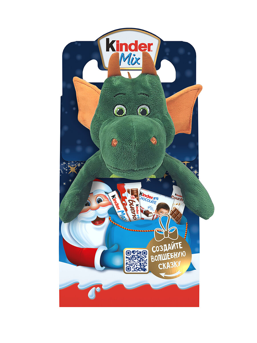 Набор кондитерских изделий Kinder Mix с мягкой игрушкой Дракон, 137.5 г