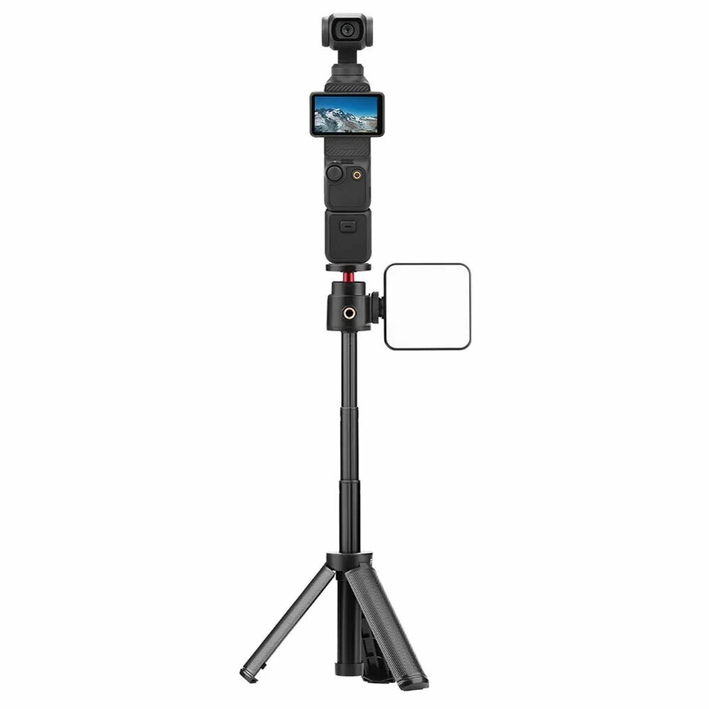 Трехногий штатив для экшн-камер GoPro, Insta360 и DJI Osmo Pocket 3 с регулируемой высотой и шаровой головкой