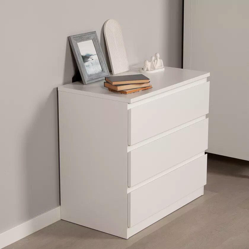 Комод для одежды "Мальта", 3 ящика, 80х48х76 см, ЛДСП, белая