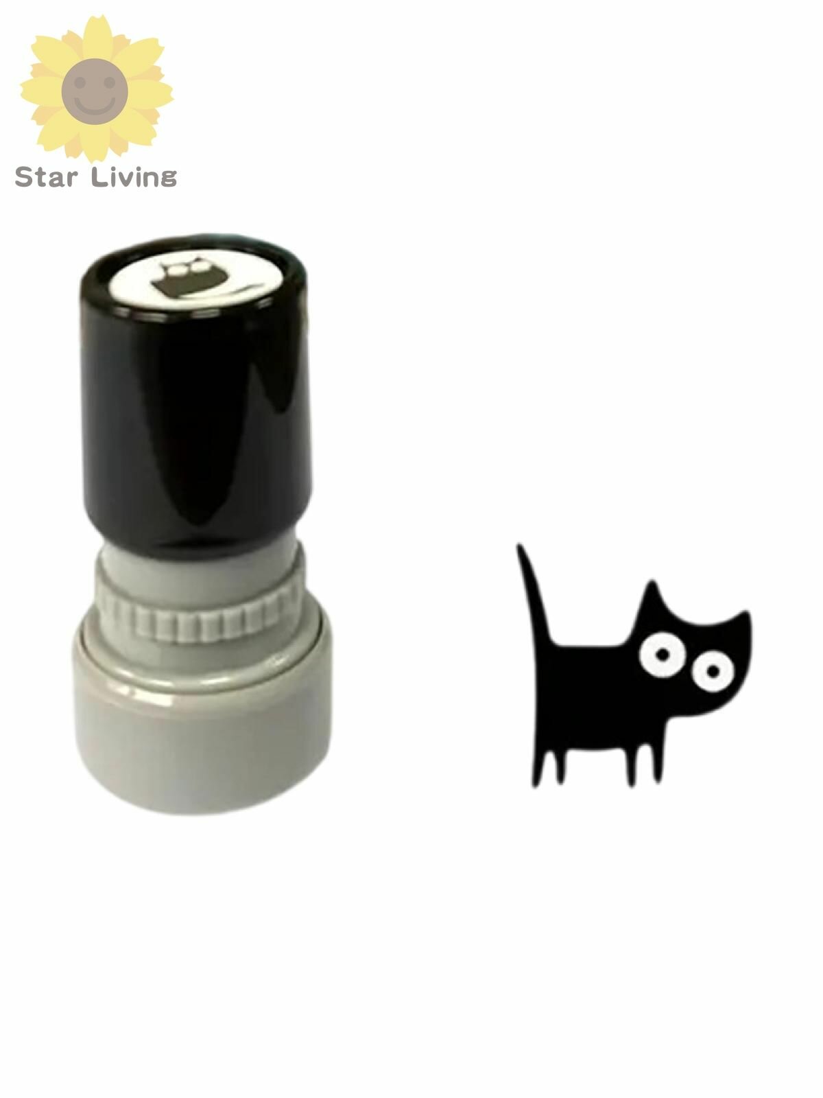 (1 шт.) Милая печать черной кошки - с вертикальным хвостом