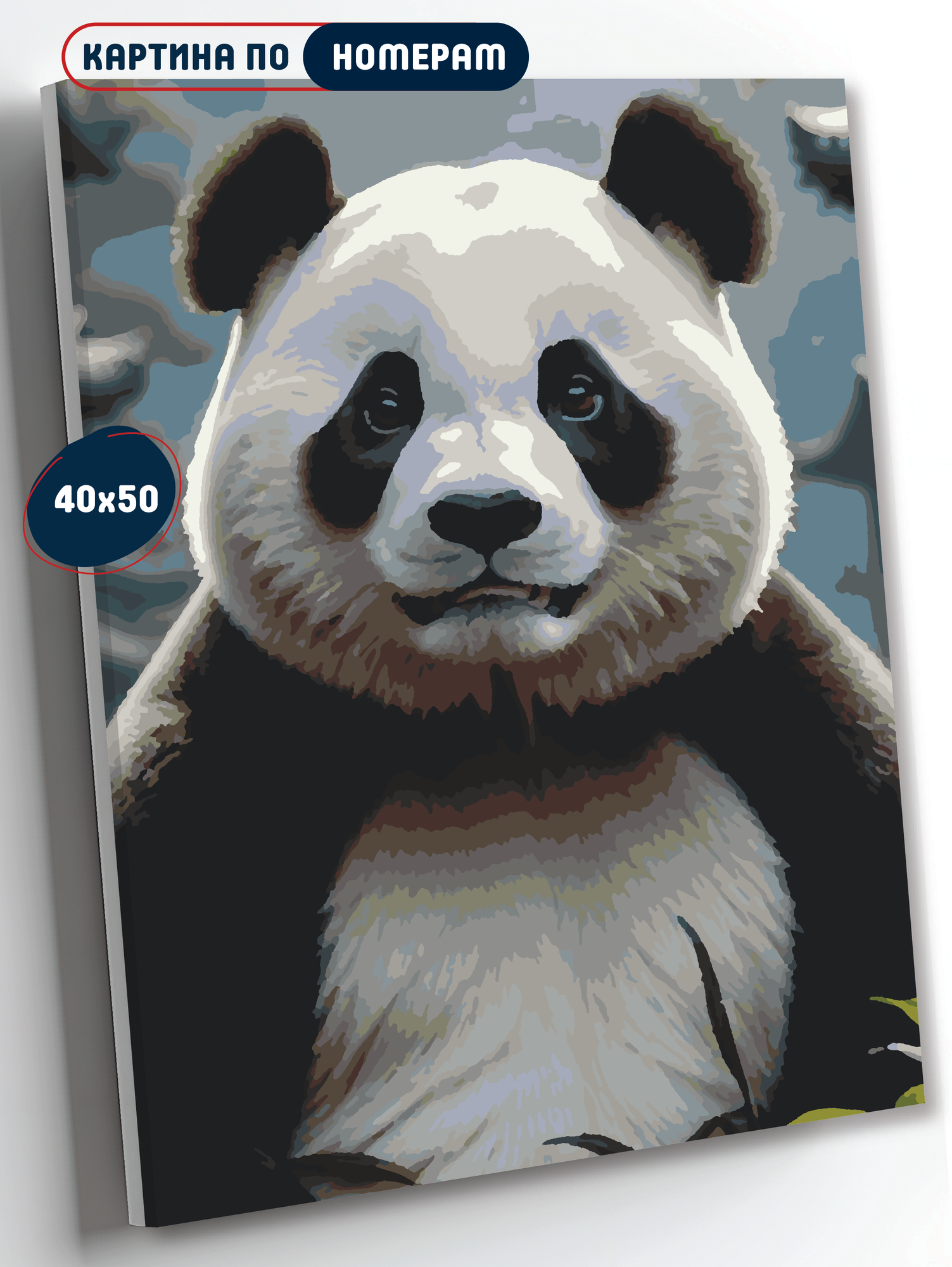 Картина по номерам "Панда в деревне", Холст на подрамнике 40х50, набор для рисования