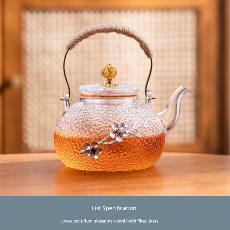 Чайник Oriental Plum Snow Point 900 мл с декоративным чайником-подогревателем для традиционного заваривания чая