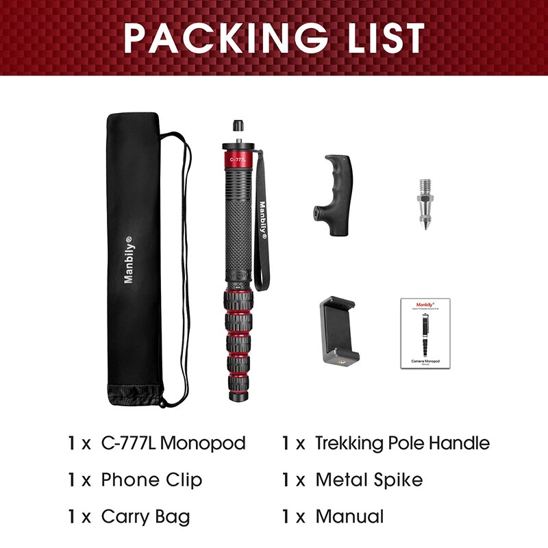Manbily Профессиональный монопод из углеродного волокна для Nikon Monopod
