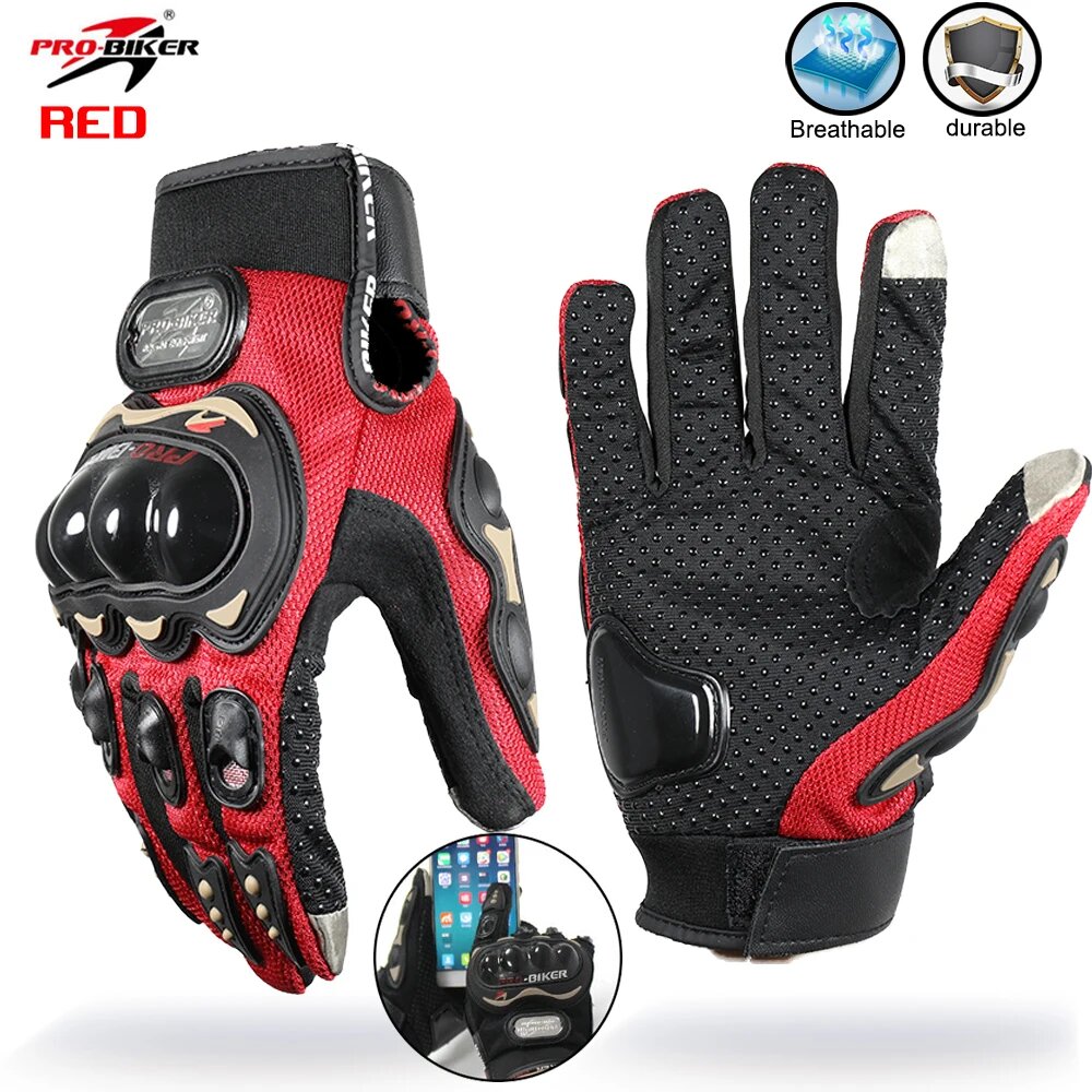 Мотоперчатки Pro-Biker Red, Красный, M, Защита пальцев