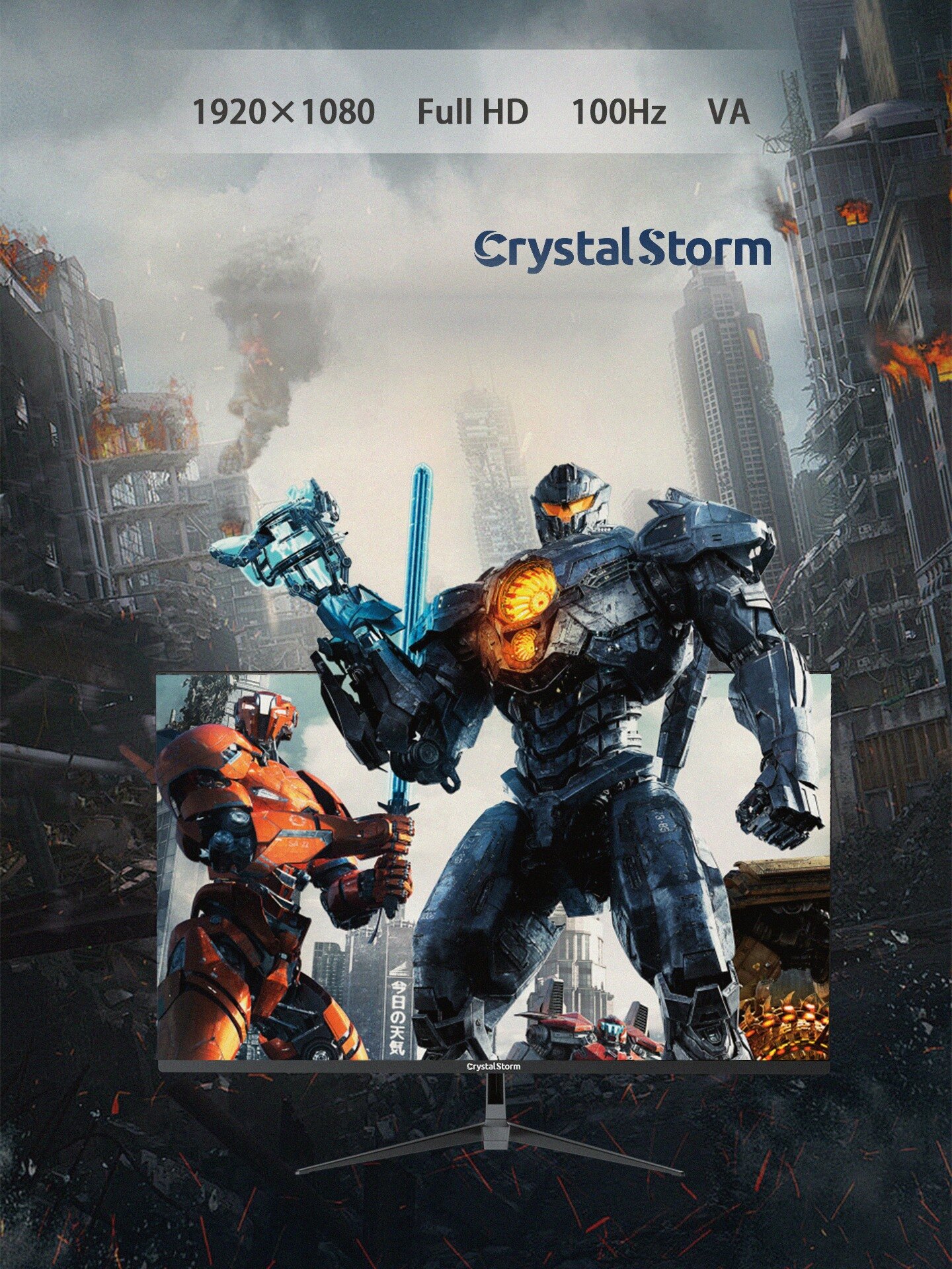 CrystalStorm 22" Монитор 1920x1080 100 Гц, VA, Чёрный игровой, для компьютера
