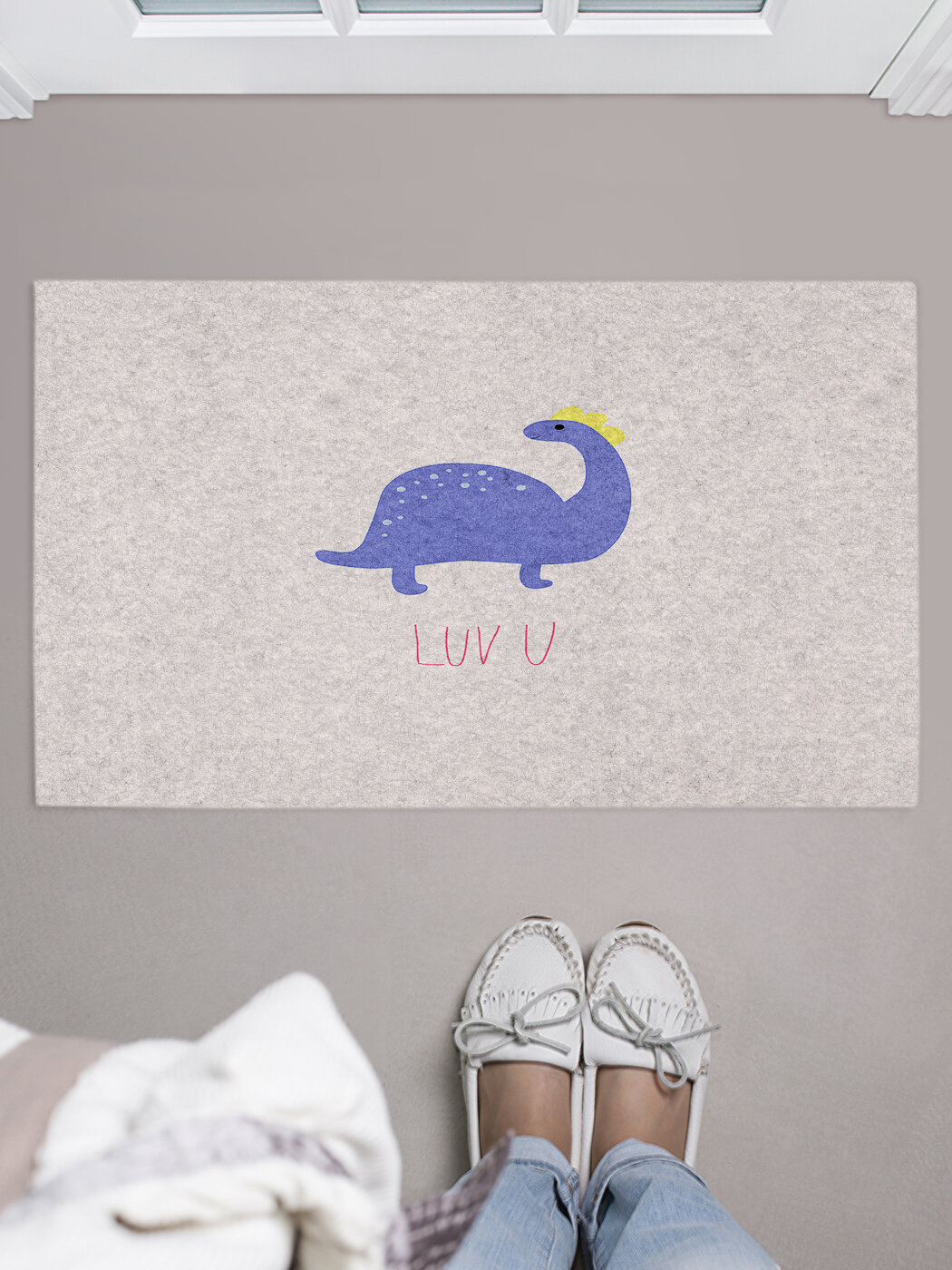 Коврик придверный в прихожую с принтом "Люблю тебя" 45x75 см , JoyArty, серия День святого Валентина